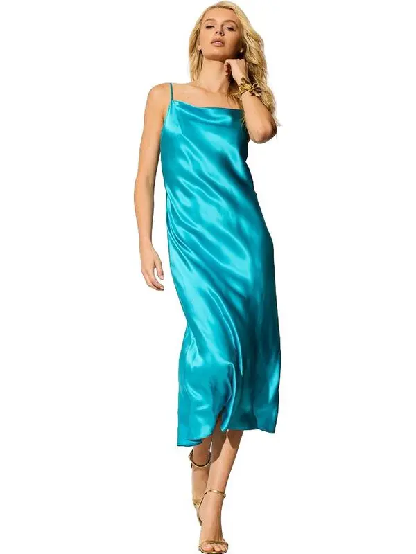 Natori Key Cowl Neck Silk Slip Dress - Natural