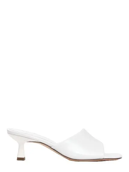 Sandro Smooth Leather Heeled Mules - White