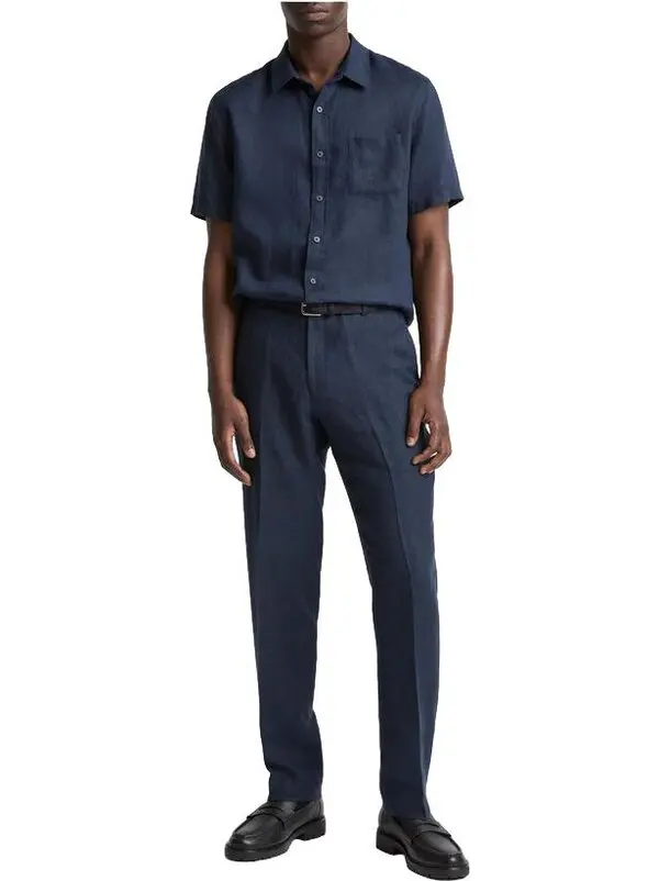 Vince Linen Classic Fit Trousers - Black