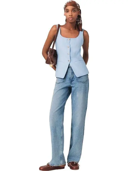 Maje Long Tailored Jacket - Blue