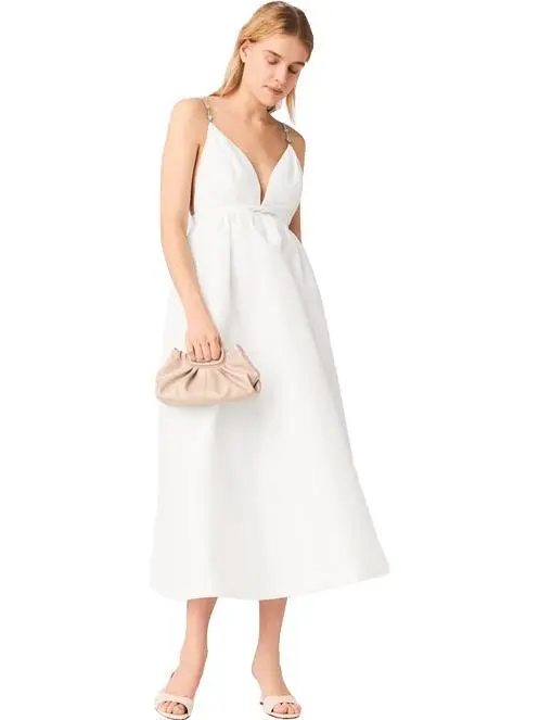 Maje Jewelled Taffeta Maxi Dress - White