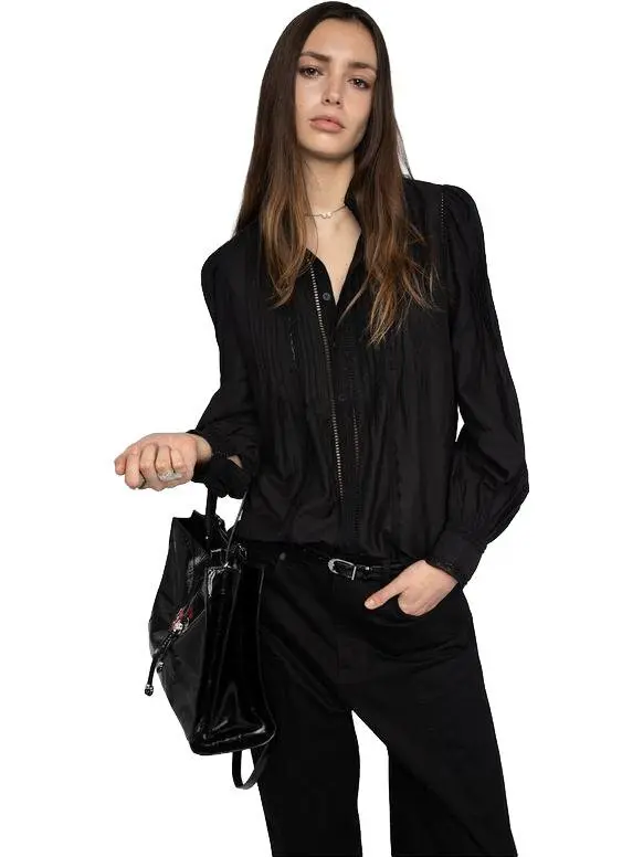 Zadig&Voltaire Timz Lace Long Sleeve Shirt - Black