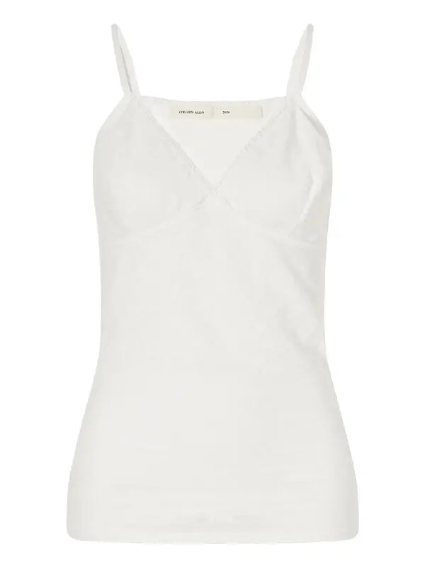 COLLEEN ALLEN Floral Vintage Mesh Tank - White