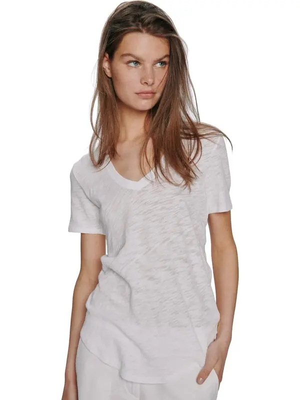 ATM Anthony Thomas Melillo Slub Jersey Classic V-neck T-shirt - White