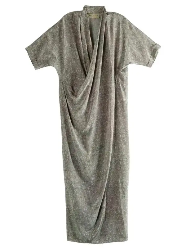 CORTANA Draped V-neck Maxi Dress - Grey