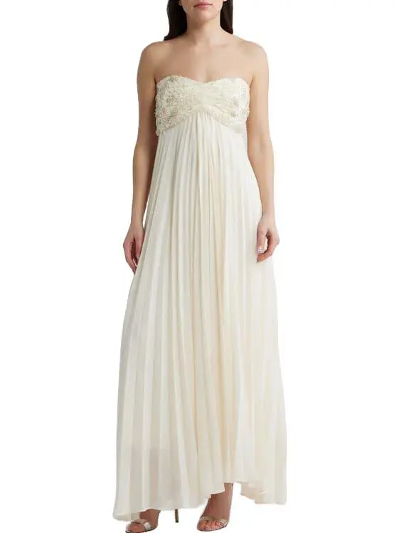 DELFI COLLECTIVE Sabrina Embellished Strapless Gown - Cream