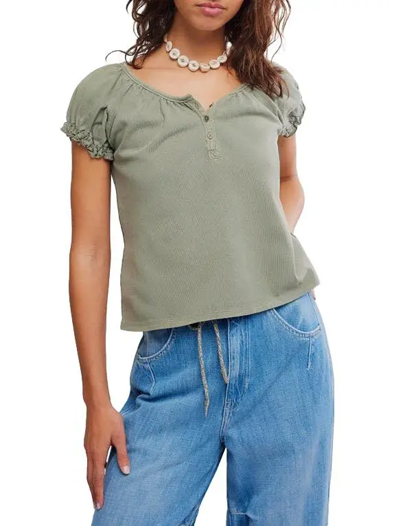 Free People Issa Puff Sleeve Top - Laurel Oak