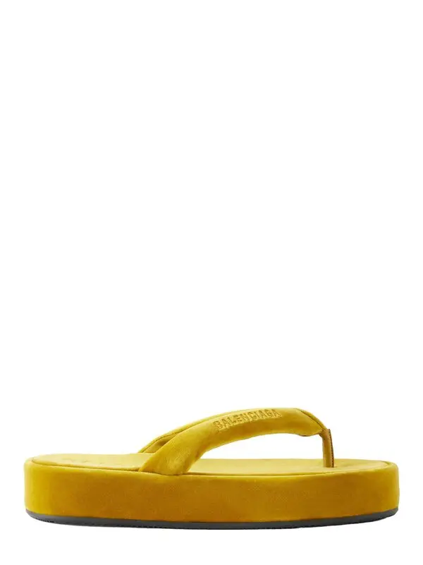 Balenciaga Jet Lag Velvet Thong Sandals - Yellow