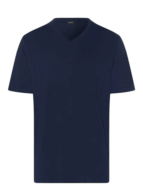 Hanro Night And Day Cotton And Tencel V-neck T-shirt - Deep Navy