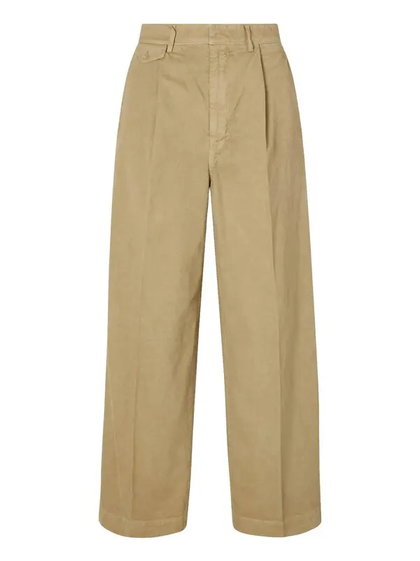 Auralee Garment-dyed Cotton-twill Wide-leg Pants - Neutrals