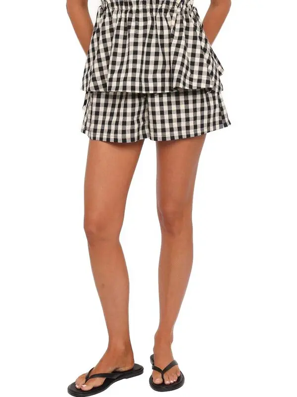 PETAL & PUP Gingham Cotton Shorts - Black Gingham