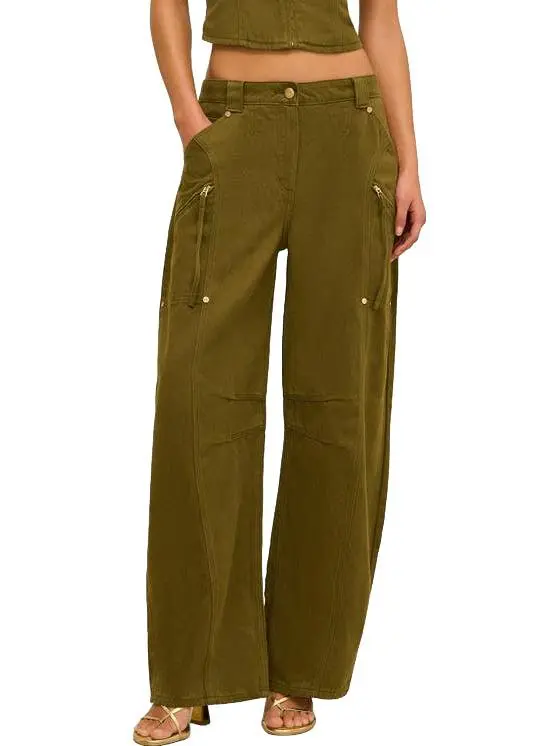 Cult Gaia Sigrid Twill Barrel Leg Pants - Rosemary