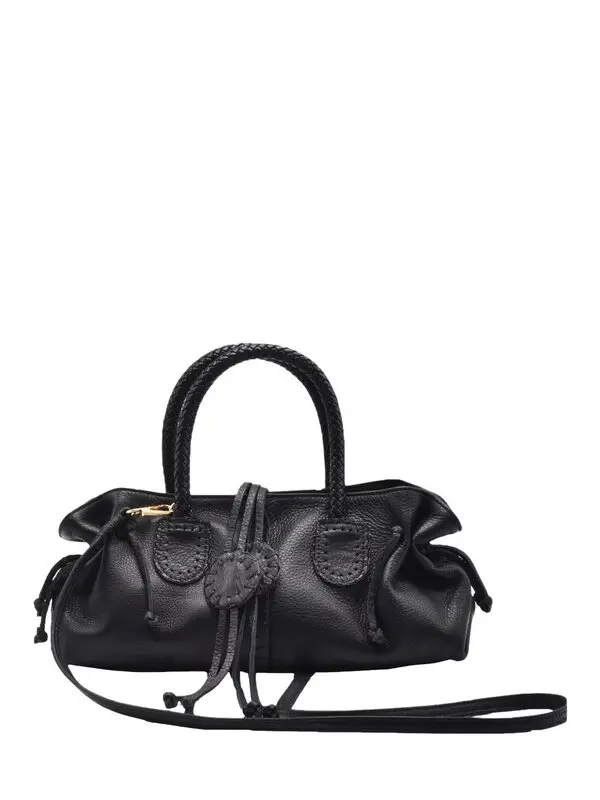 Carlos Falchi Mini Leather Satchel - Black Obsidian