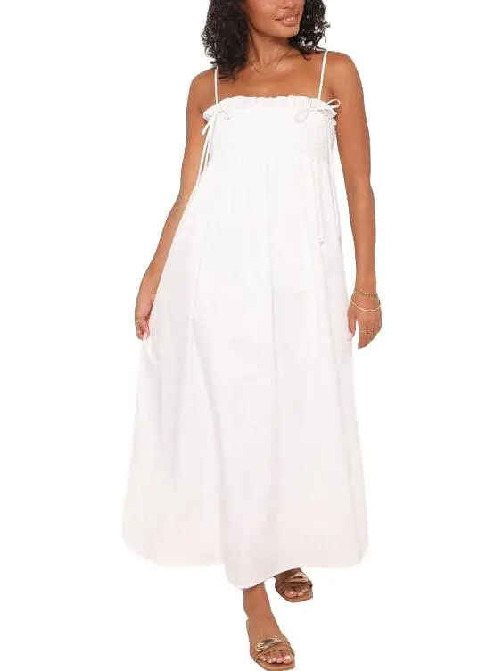 PETAL & PUP Josie Smocked Maxi Dress - White
