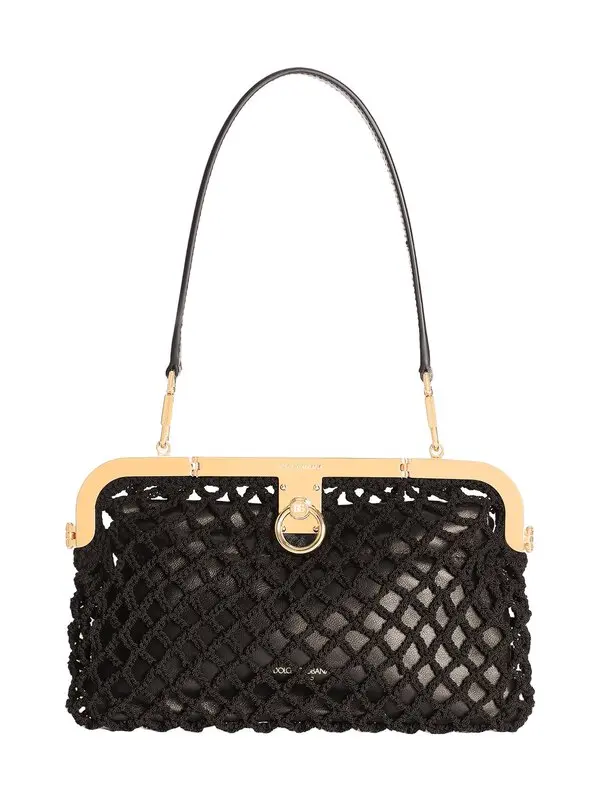 Dolce & Gabbana Amanda Handbag In Mesh And Palmellato Calfskin - Black