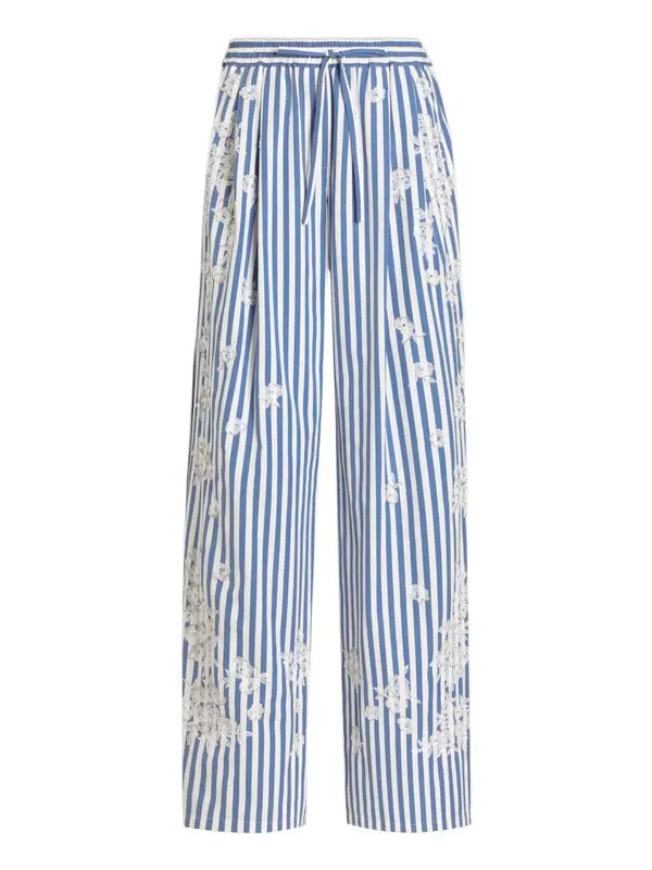 Dolce & Gabbana Striped Poplin Trousers With Rhinestones And Embroidery - Multicolor