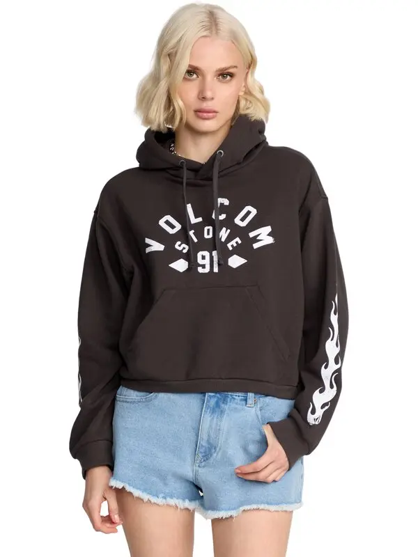 Volcom 1991 Mini Cropped Hoodie - Vintage Black