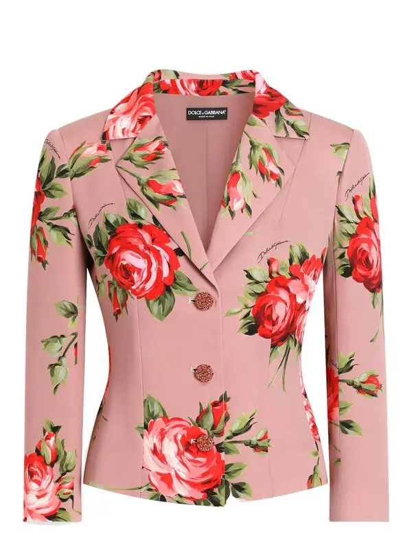 Dolce & Gabbana Rose Bouquet-print Charmeuse Jacket - Multicolor