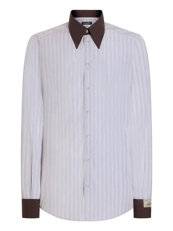 Dolce & Gabbana Striped Cotton Poplin Gold Shirt - Multicolor