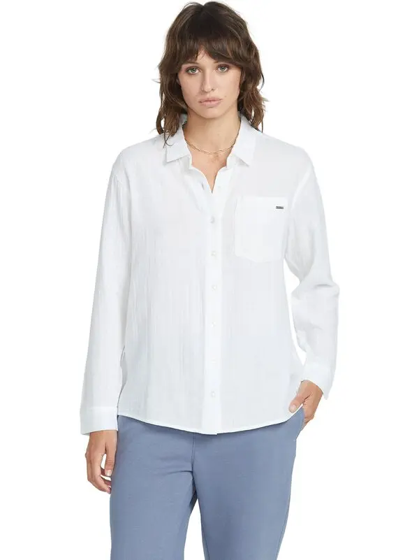 Volcom Lil Button-up Long Sleeve Shirt - White