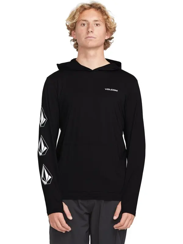 Volcom Largee Iconic Hood Long Sleeve Rashguard - Black