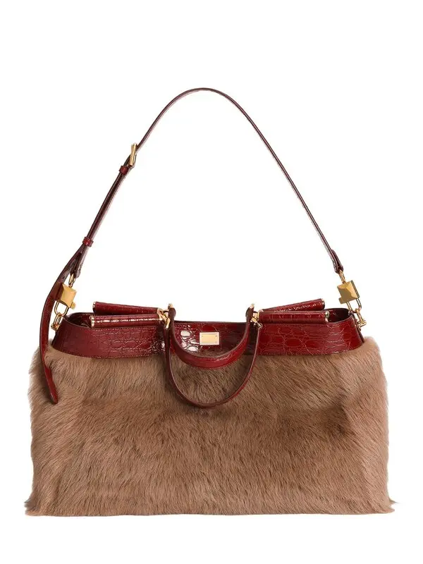 Dolce & Gabbana My Sicily Shearling And Alligator Handbag - Multicolor