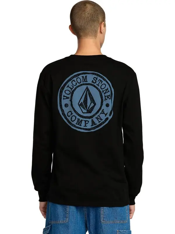 Volcom Logo Stamp Long Sleeve Tee - Black