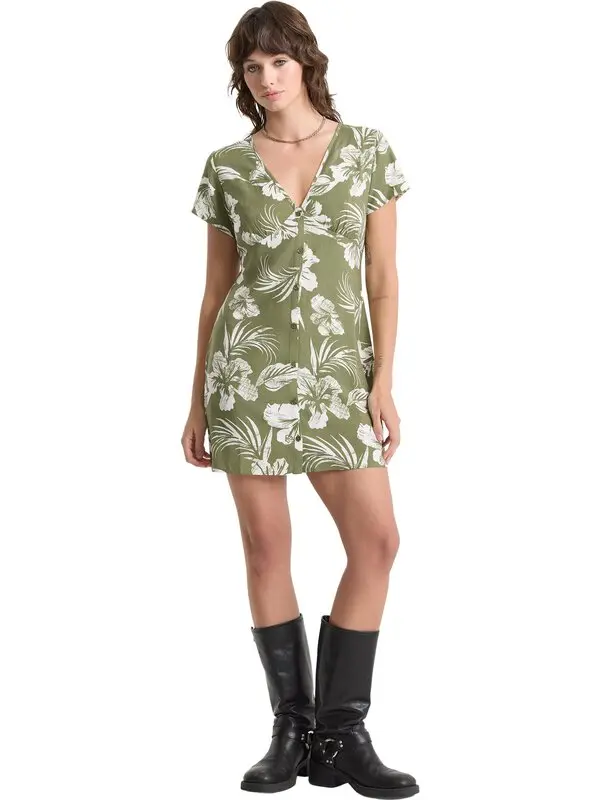 Volcom Printed Mini Dress - Moss Stone