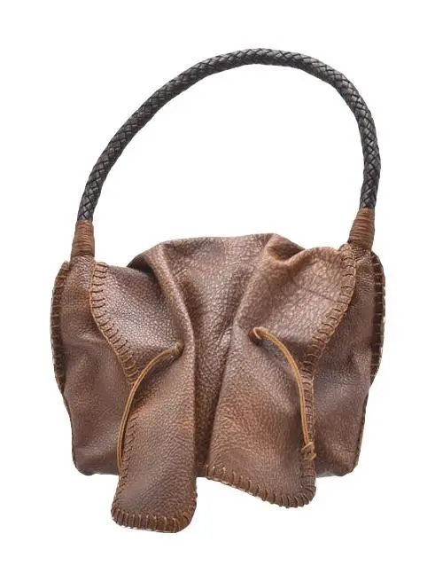 Carlos Falchi Butterfly Leather Shoulder Bag - Whiskey
