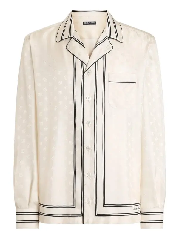 Dolce & Gabbana Logo And Stripe-print Vanity Silk Twill Shirt - Multicolor