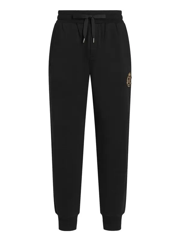 Dolce & Gabbana Jersey Trousers With Heraldic Patch - Black