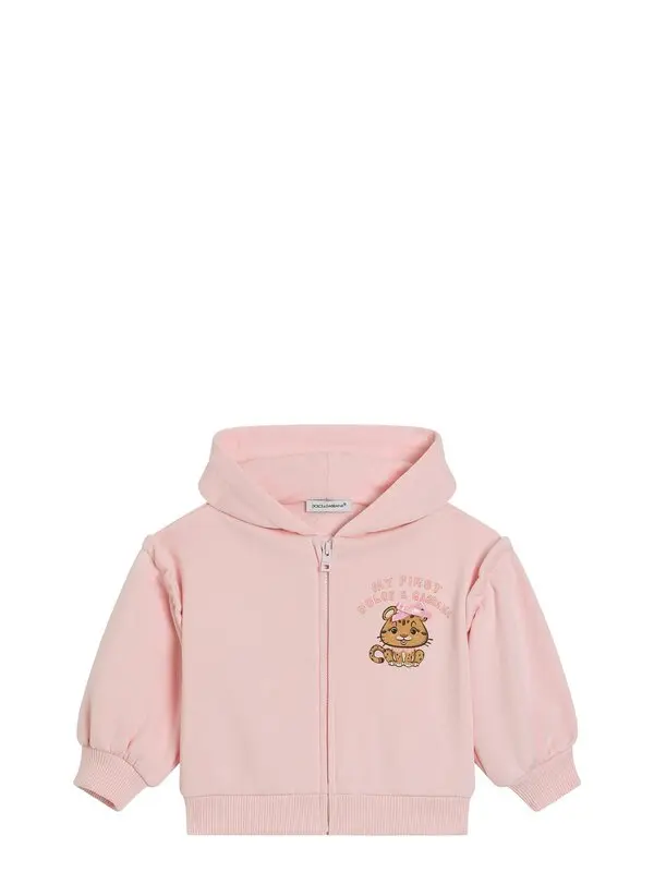 Dolce & Gabbana Hooded Sweatshirt With Leopard Print And Bow - Pink