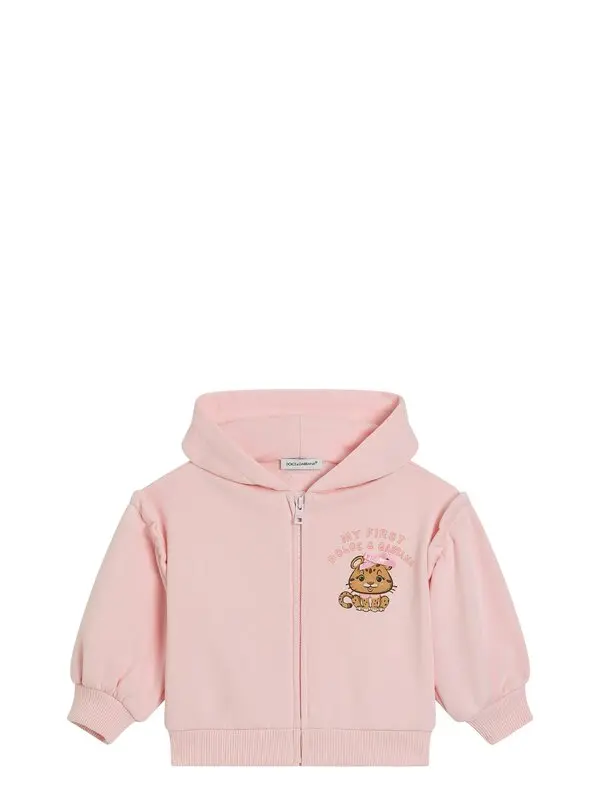 Dolce & Gabbana Hooded Sweatshirt With Leopard Print And Bow - Pink