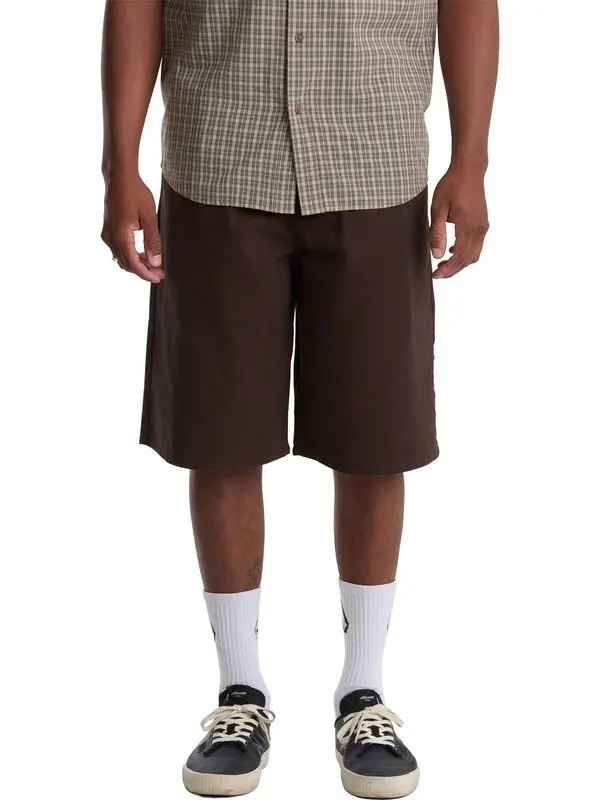 Volcom Pleated Elastic Waist Chino Shorts - Cacao