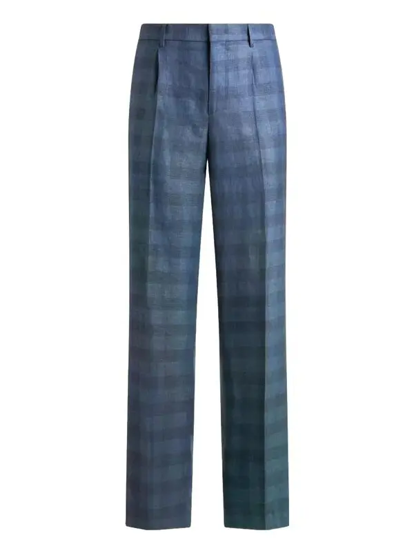 Etro Checked Trousers - Blue