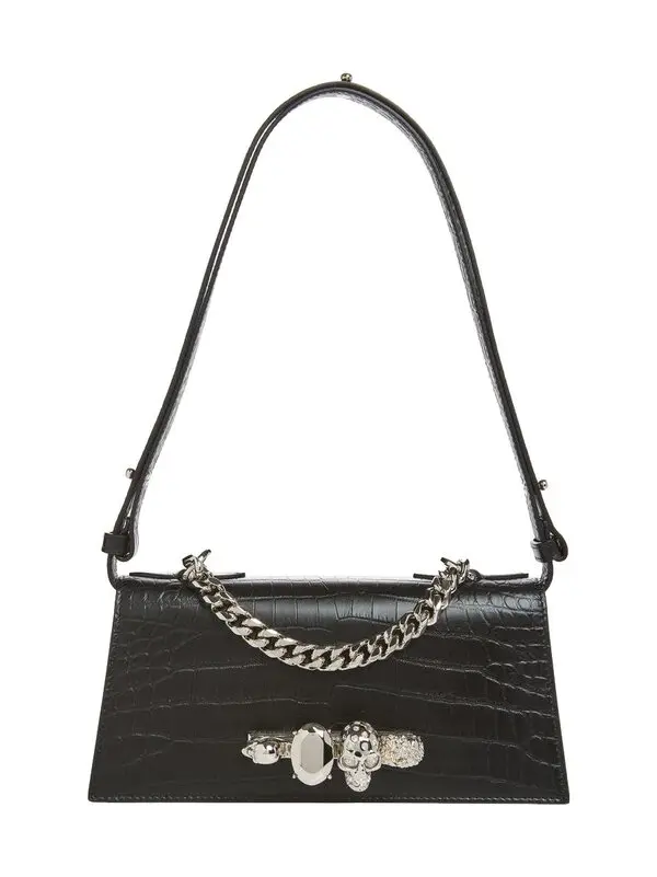 Alexander McQueen Mini Jewelled Shoulder Bag - Black/silver