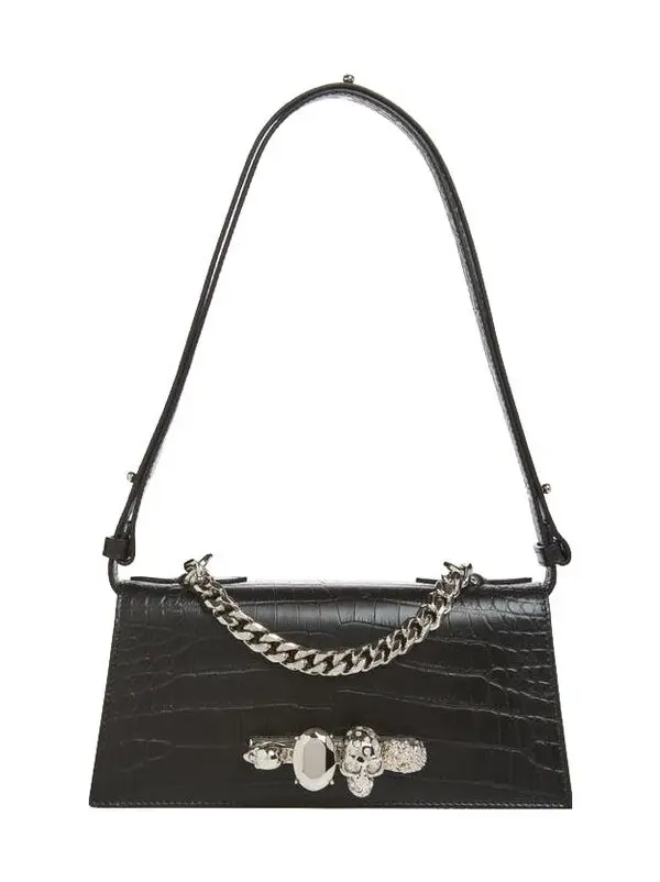 Alexander McQueen Mini Jewelled Shoulder Bag - Black/silver