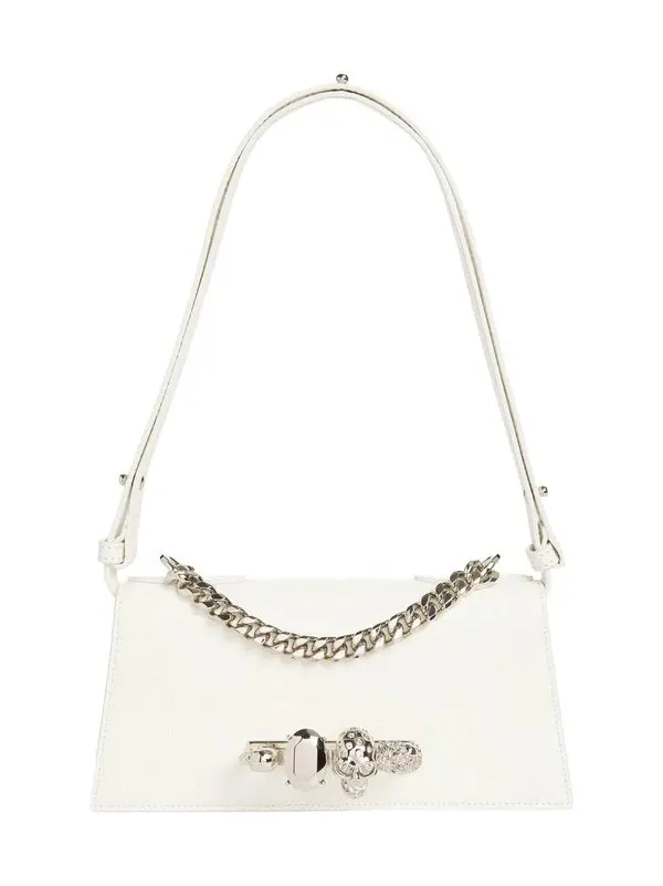 Alexander McQueen Mini Jewelled Shoulder Bag - White/silver