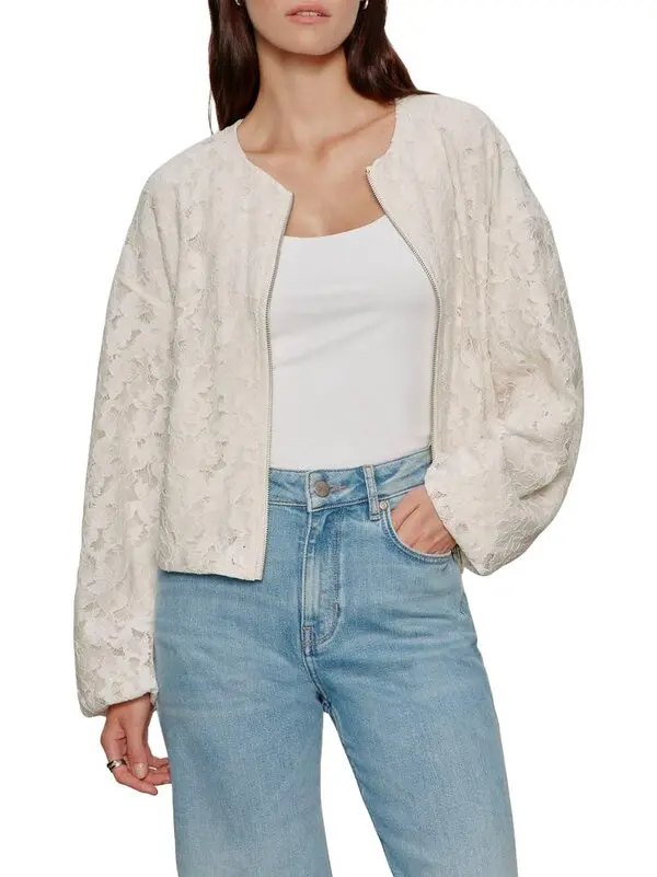 Sanctuary Leila Lace Bomber Jacket - Collagen White