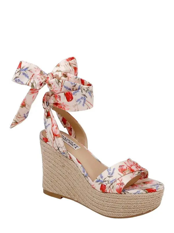 Badgley Mischka Ximora Platform Wedge Espadrille - Cream Multi
