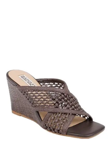 Badgley Mischka Woven Wedge Sandal - Brown
