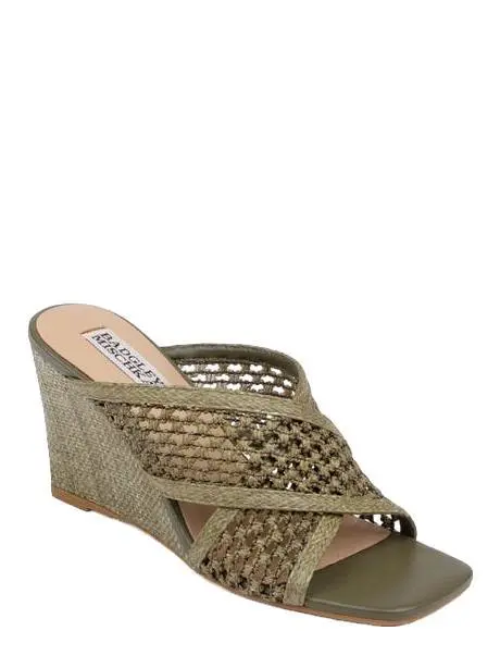 Badgley Mischka Woven Wedge Sandal - Olive