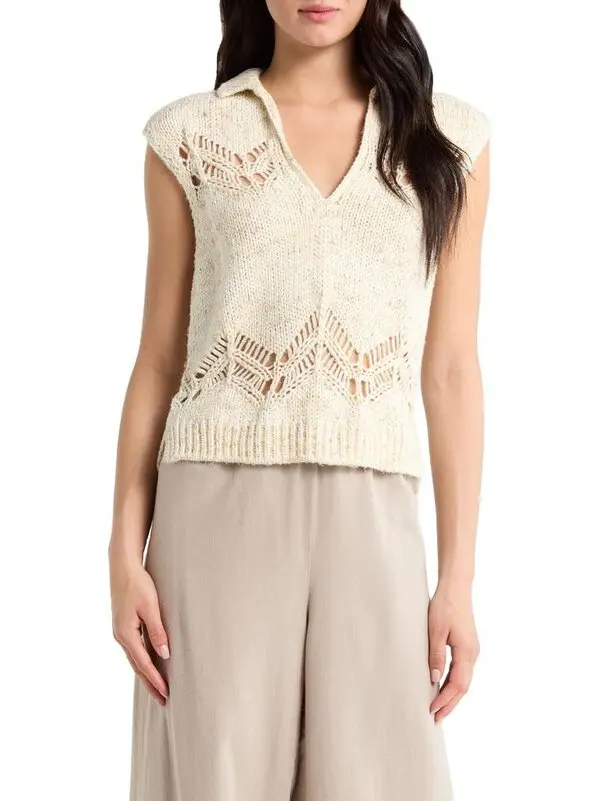 Splendid Lennox Polo Sweater Vest - Honeysuckle Beige