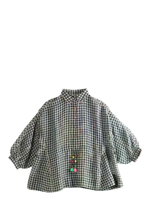 Pero Checked Pompom Shirt - Blue