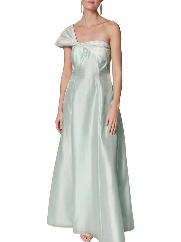 Donna Karan New York Asymmetric Satin Gown - Skylight