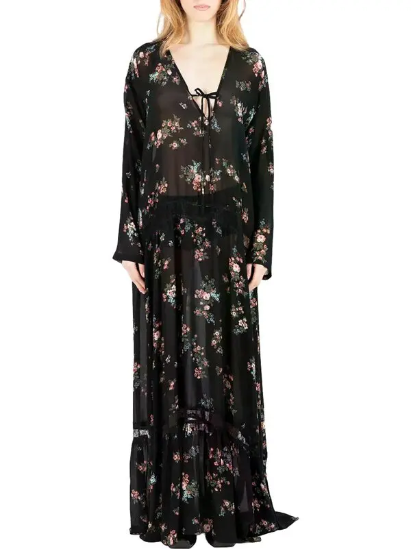 SOCIETE ANONYME Romantic Floral Lace Maxi Dress - Black