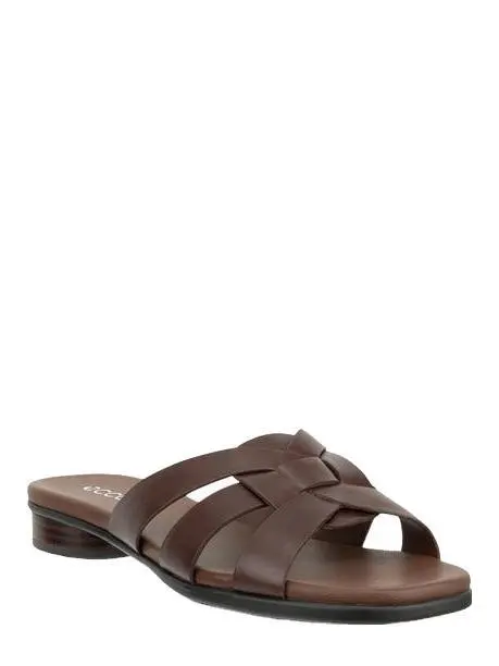 Ecco Alba Leather Slide Sandal - Potting Soil
