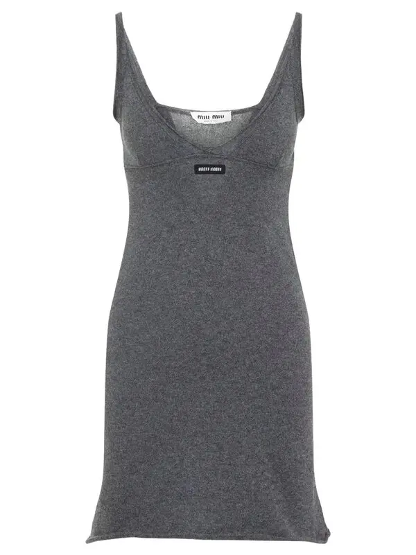 Miu Miu V-neck Sleeveless Mini Dress - Grey