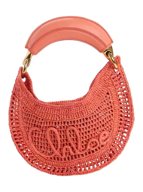Chloé Raffia Hobo Handbag - Camellia Coral