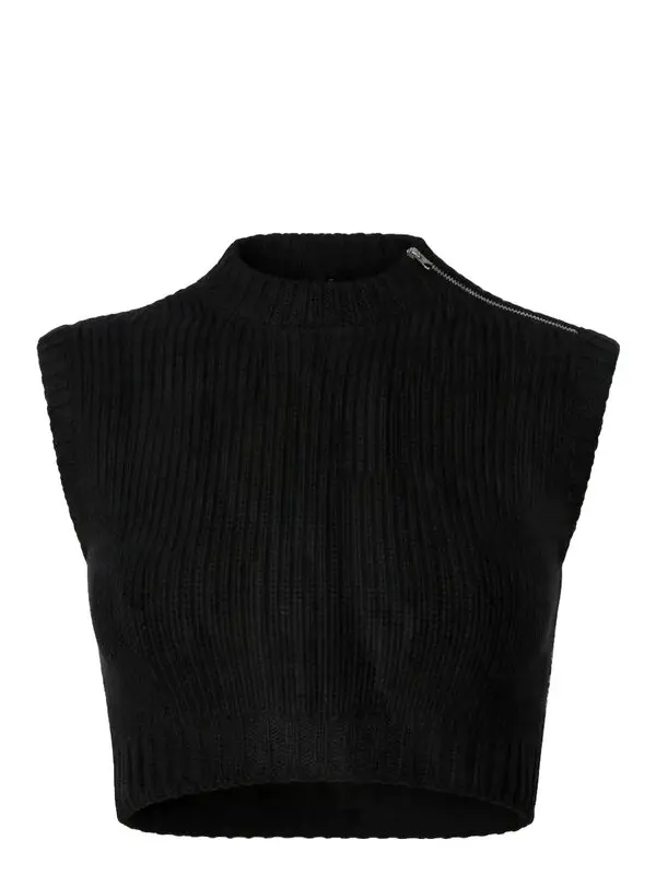 Max Mara Ribbed Zip Top - Black